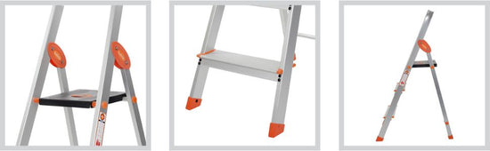 3 Step Foldable Aluminium Ladder For Home (Orange) – Bathla Home