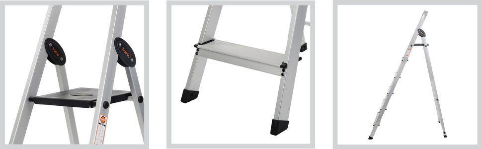 Advance Carbon - 6 Step Foldable Aluminium Ladder For Home (Black ...