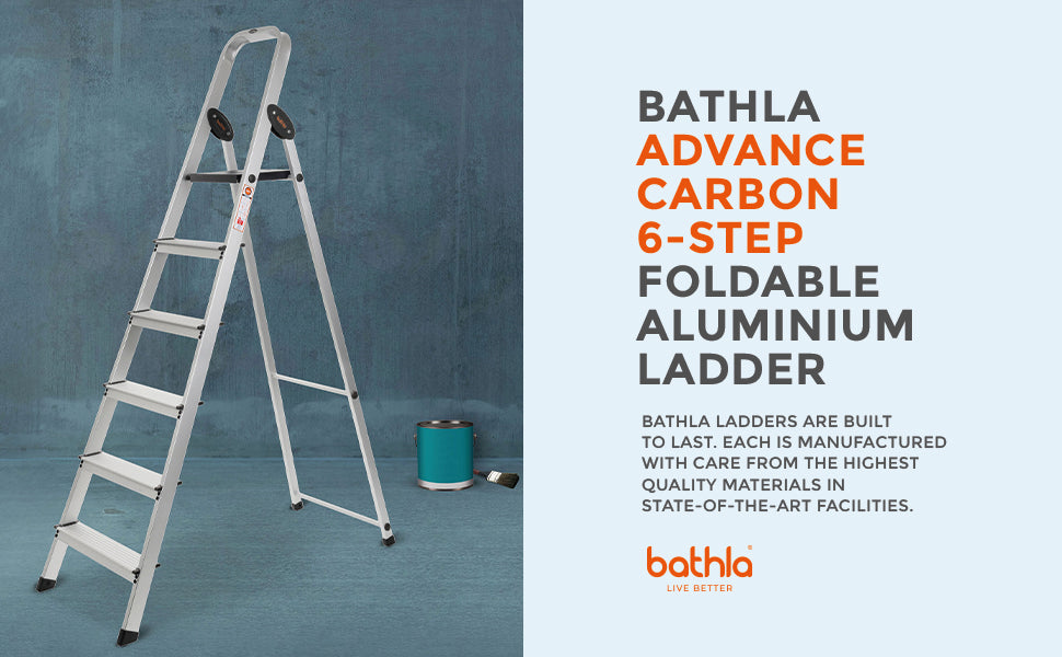 Advance Carbon - 6 Step Foldable Aluminium Ladder For Home (Black ...
