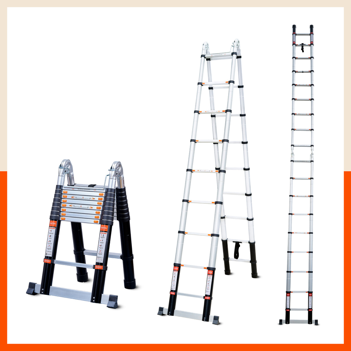 Bathla 18.5 ft A-Type Foldable Aluminium Telescopic Ladder | Portable ...