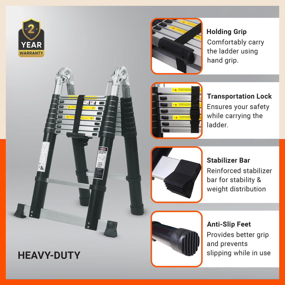 Bathla 20.5 ft A-Type Foldable Aluminium Telescopic Ladder | Portable ...