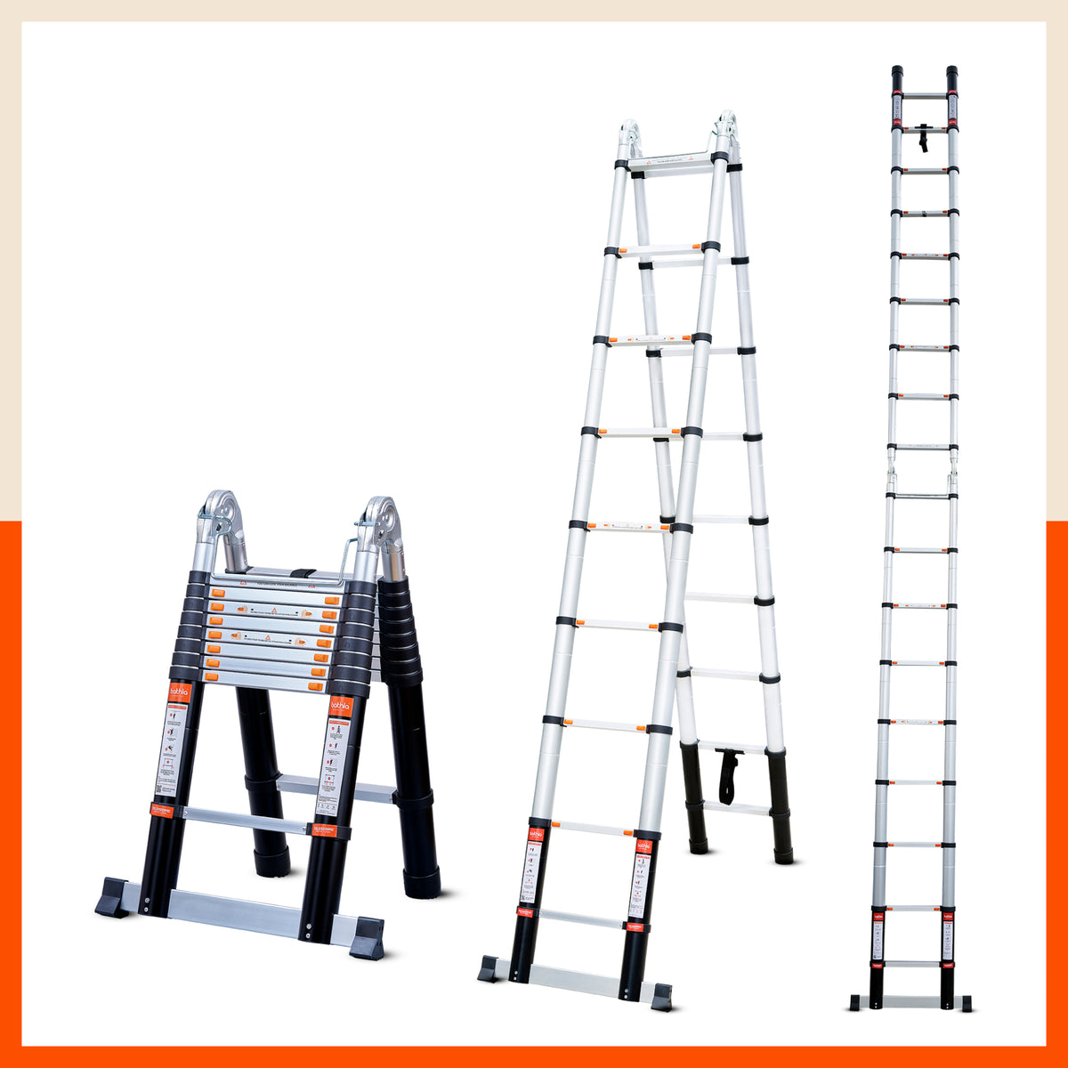 Bathla 20.5 ft A-Type Foldable Aluminium Telescopic Ladder | Portable ...