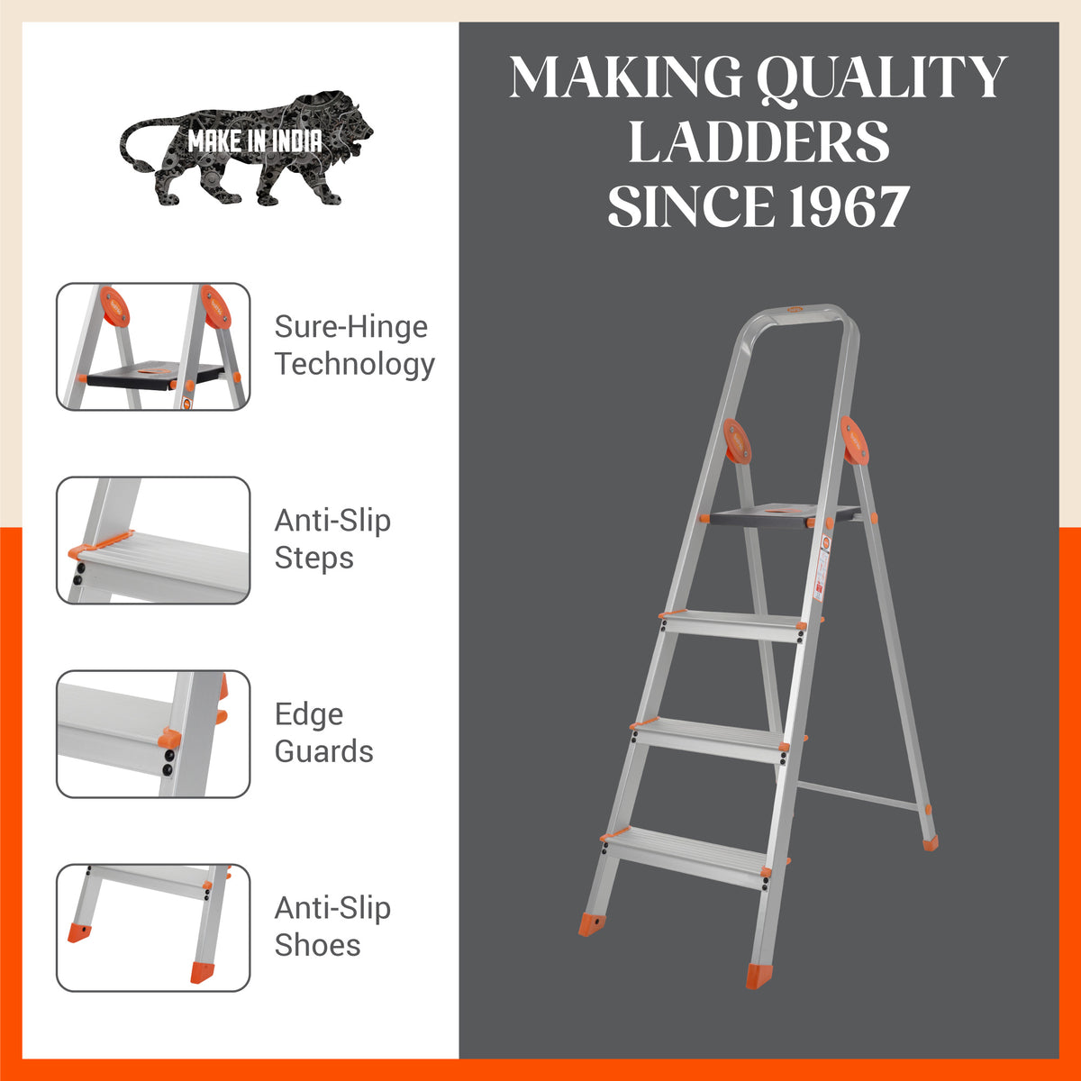 Bathla | 5 Step Aluminium Ladder Available Online – Bathla Home