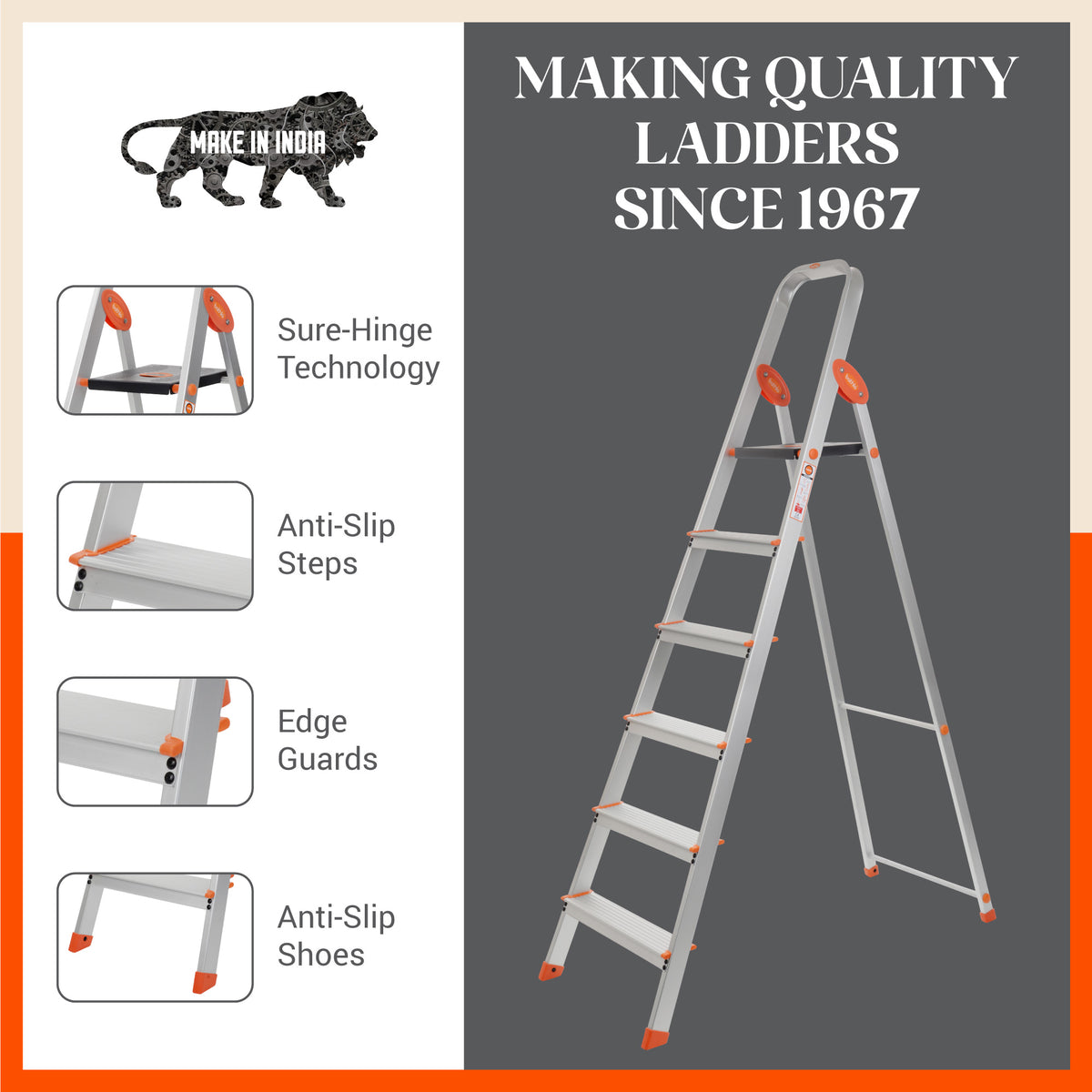 6-Step foldable aluminium ladder | Bathla Advance Carbon – Bathla Home