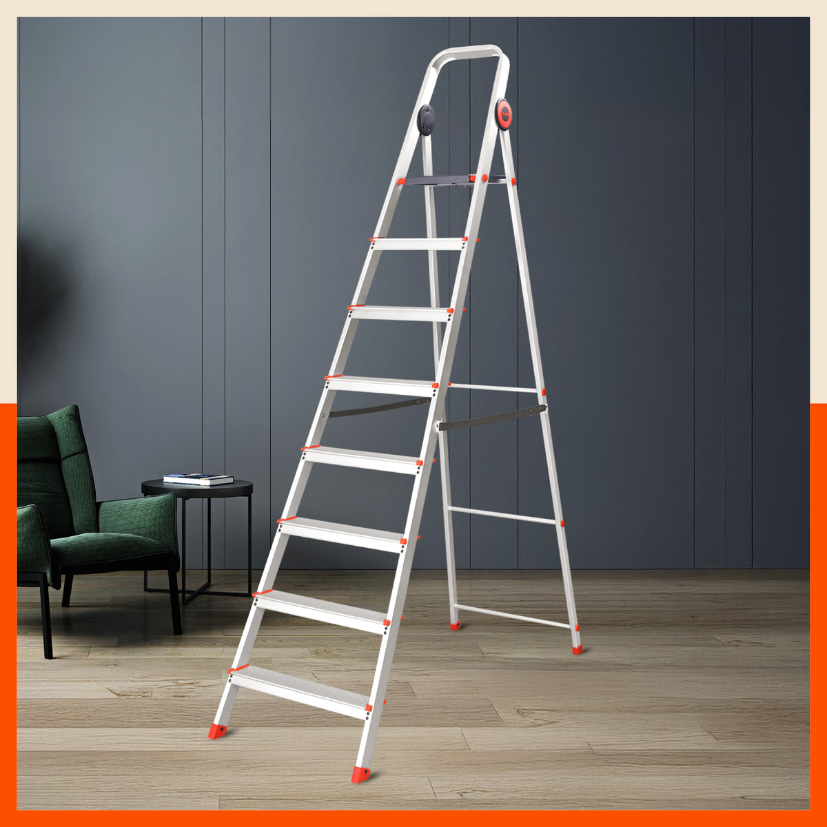 Bathla Advance Pro 8-Step Foldable Aluminium Ladder for Home | Heavy D ...