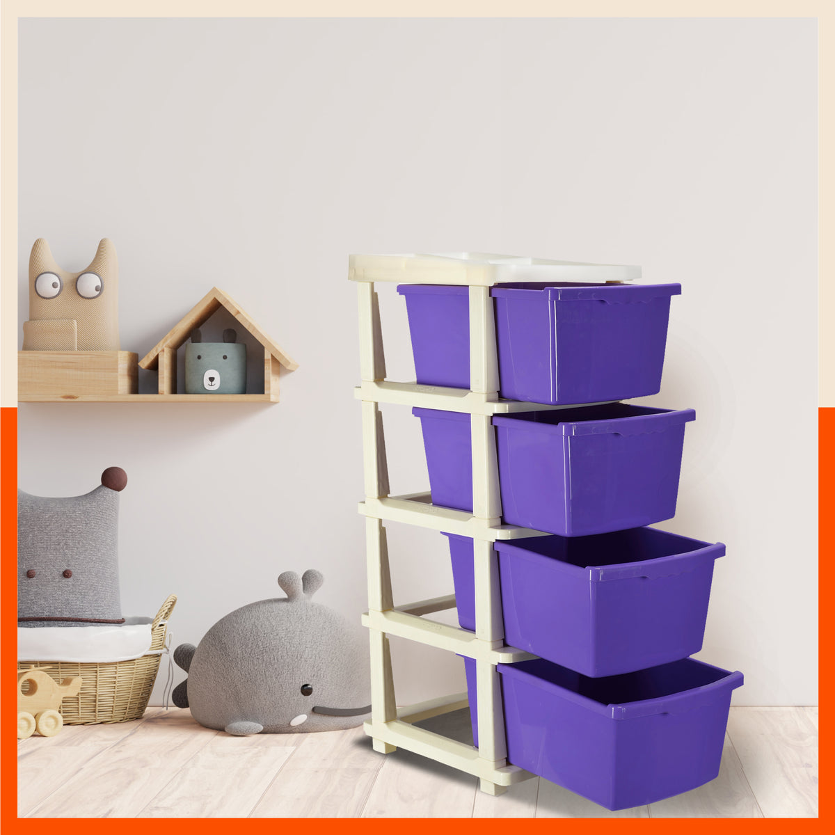 Stomo 4 Drawer Multi-Purpose Storage Organizer for Home and Office (Pu ...