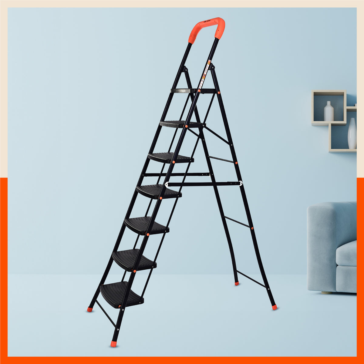Bathla Ascend 7 Step Heavy Duty Steel Ladder – Bathla Home