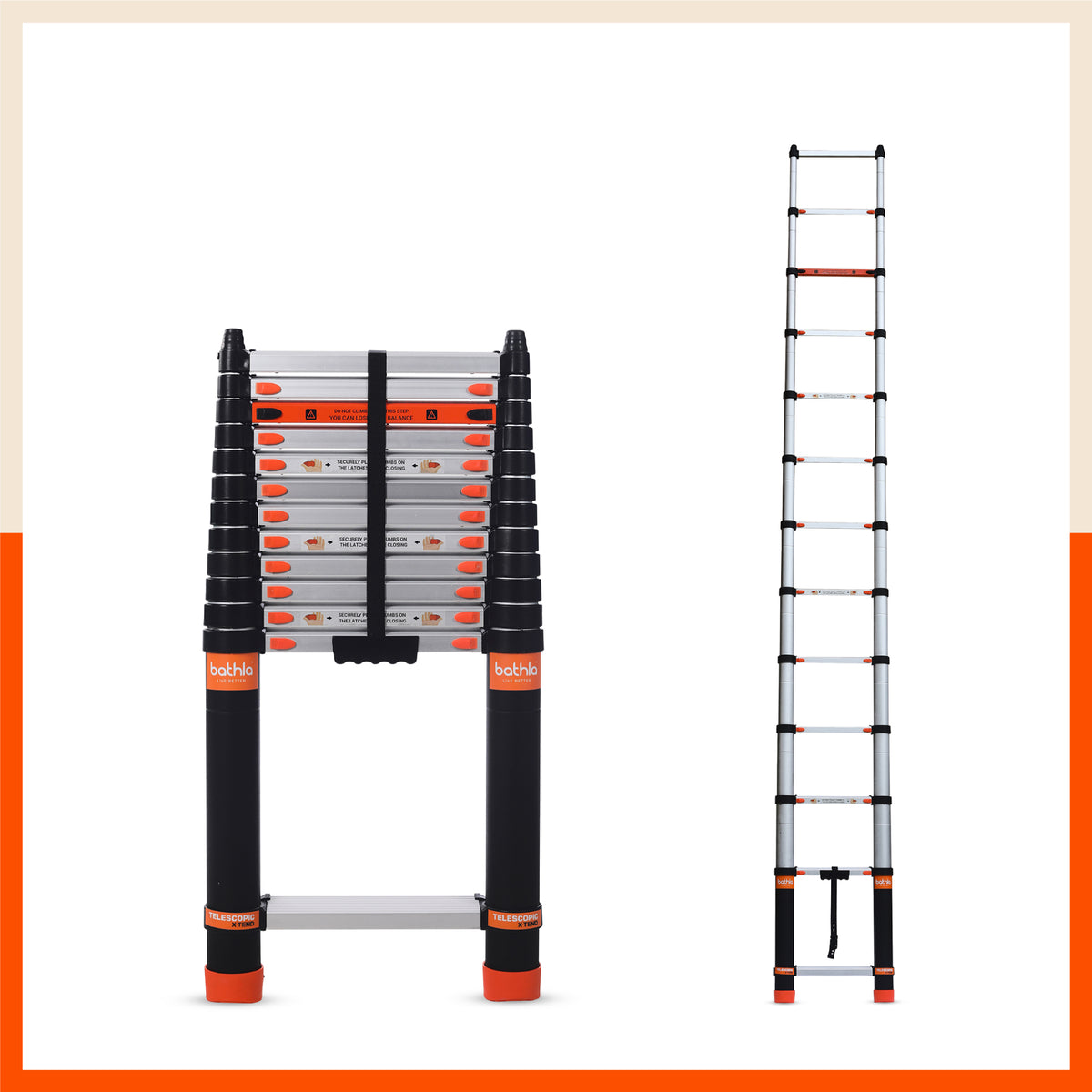 13 Step Aluminium Telescopic Ladder – Bathla Home