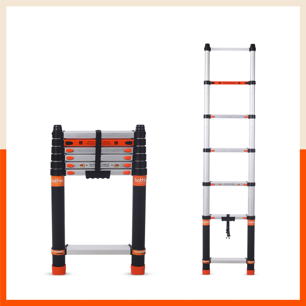Bathla X-TEND 6.5 ft Aluminium Telescopic Ladder | Made in India (7 St ...