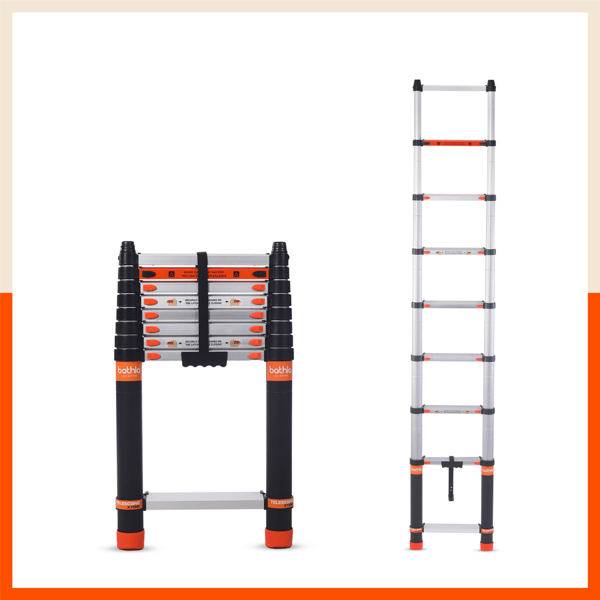 Bathla X-TEND 9 Step ( 8.5 ft ) Aluminium Telescopic Ladder – Bathla Home