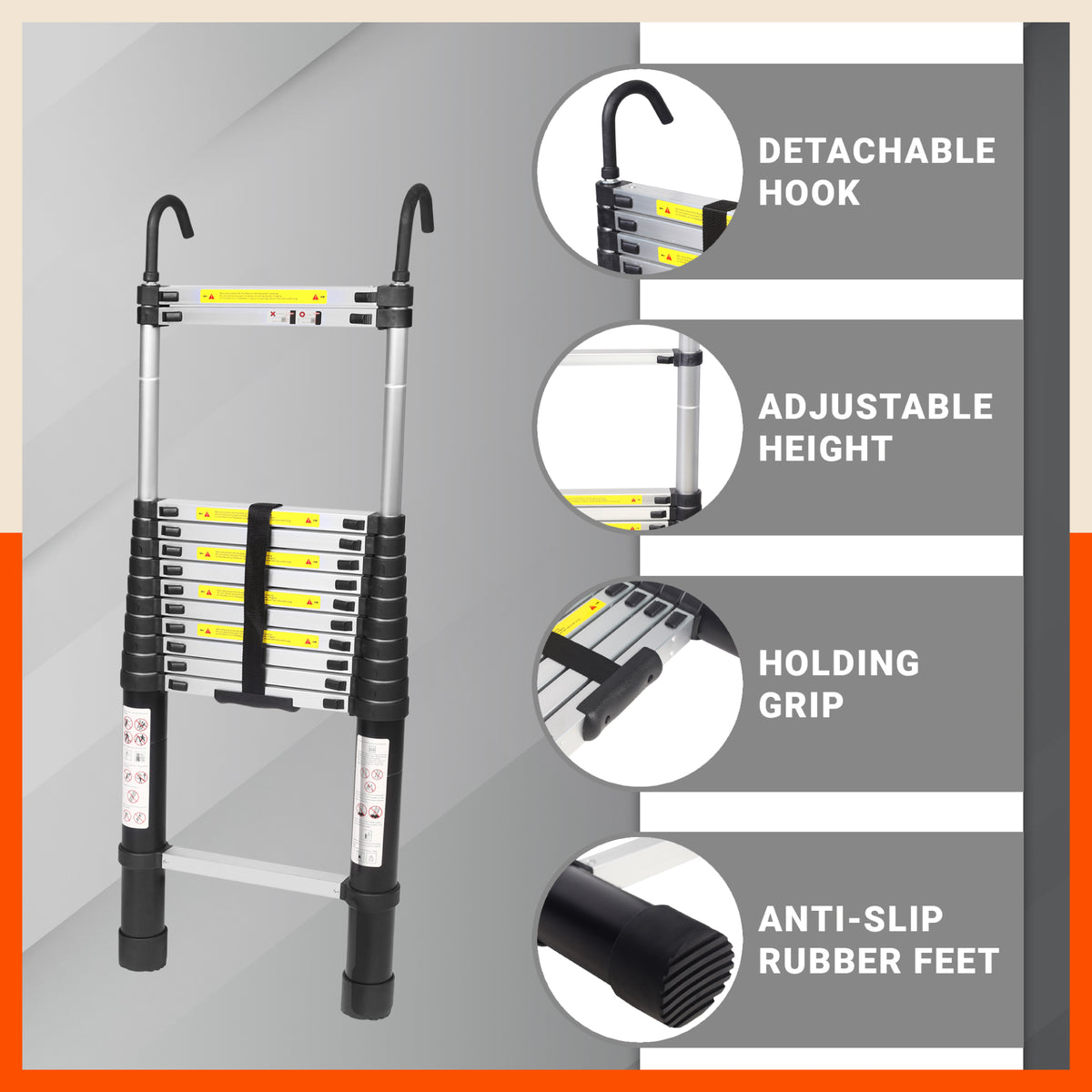 13 Step Aluminium Telescopic Ladder – Bathla Home