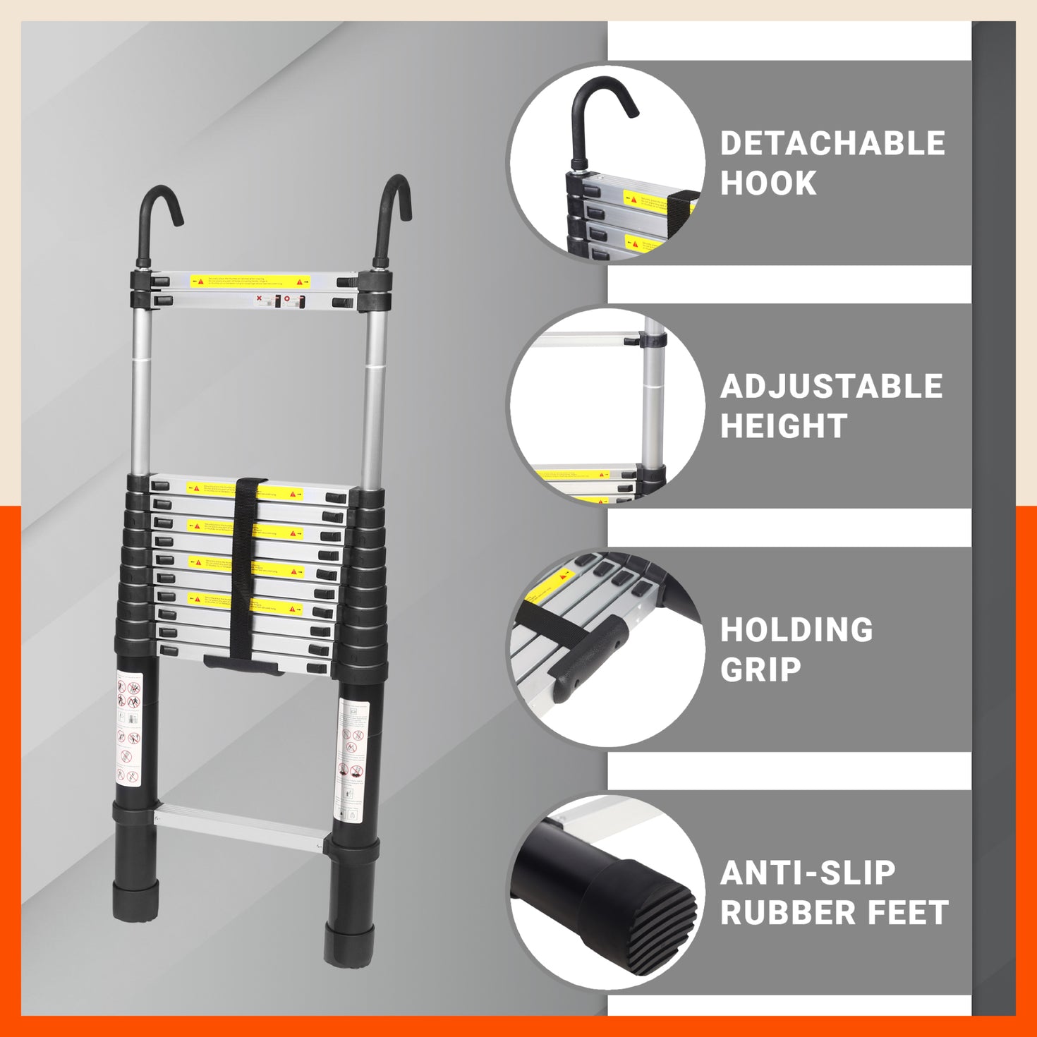 13 Step Aluminium Telescopic Ladder – Bathla Home