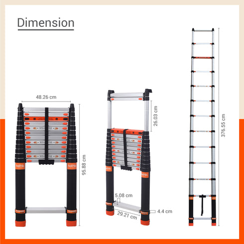 13 Step Aluminium Telescopic Ladder – Bathla Home