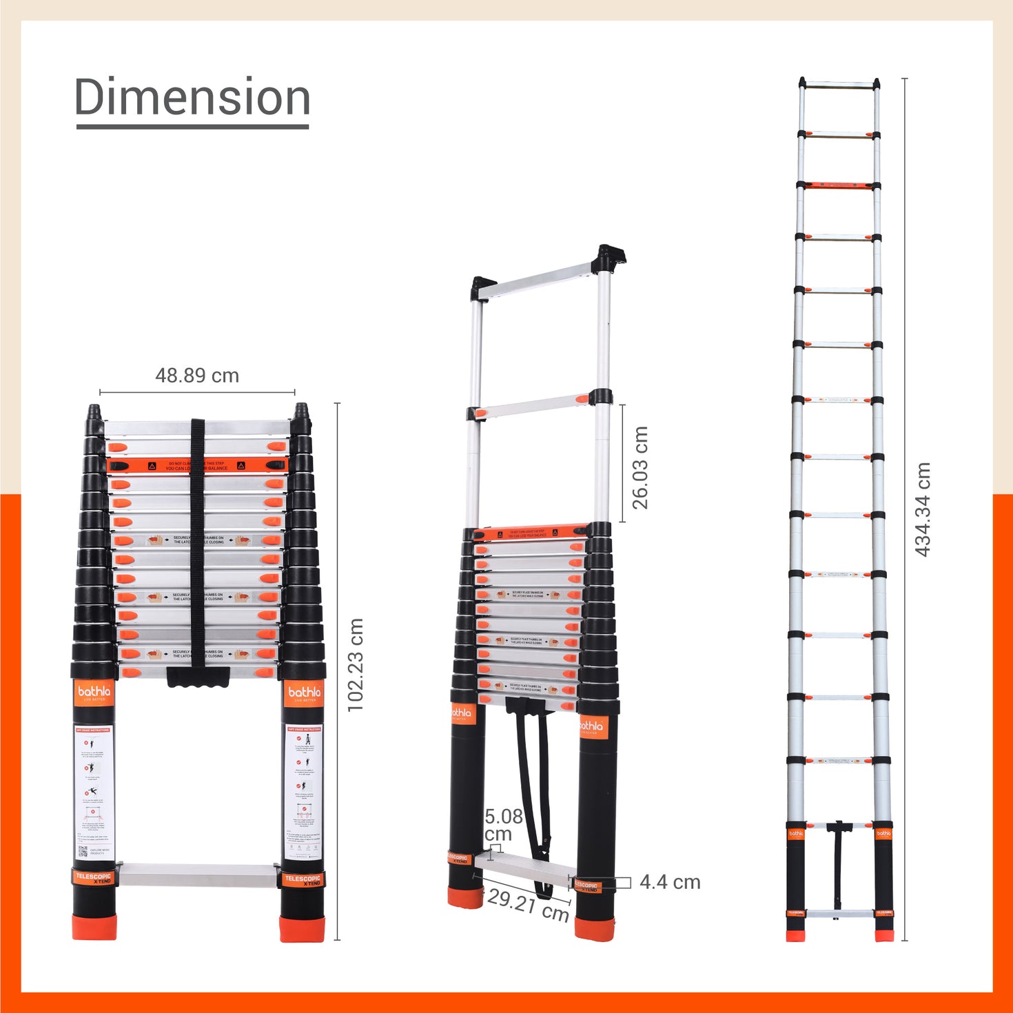 15 Step Aluminium Telescopic Ladder For Your Home – Bathla Home