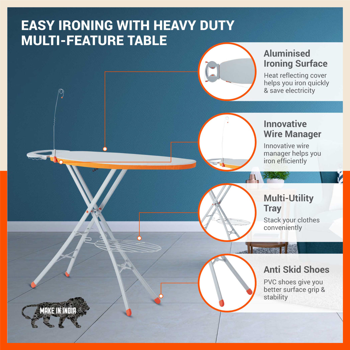Extra Large Wide Foldable Ironing Board For Home – Bathla Home