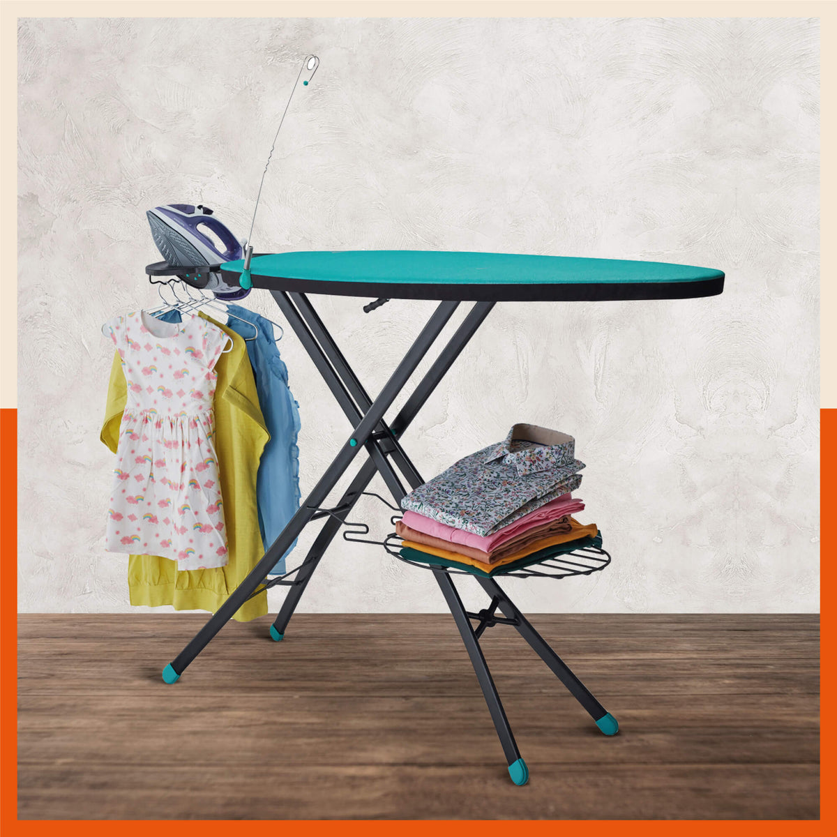 Extra Large Foldable Ironing Board For Home (Teal & Black) – Bathla Home