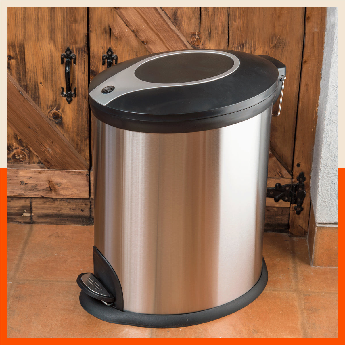 Bathla Silver and Black Stainless Steel Step Bin For Home (12 Ltrs ...