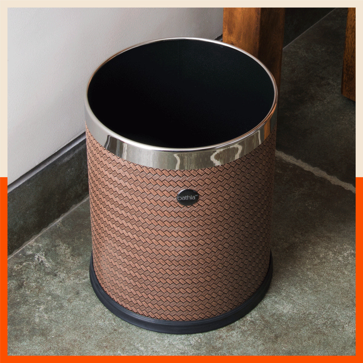 Bathla Eleganza Dustbin For Home - Brown Cane (8 L) – Bathla Home