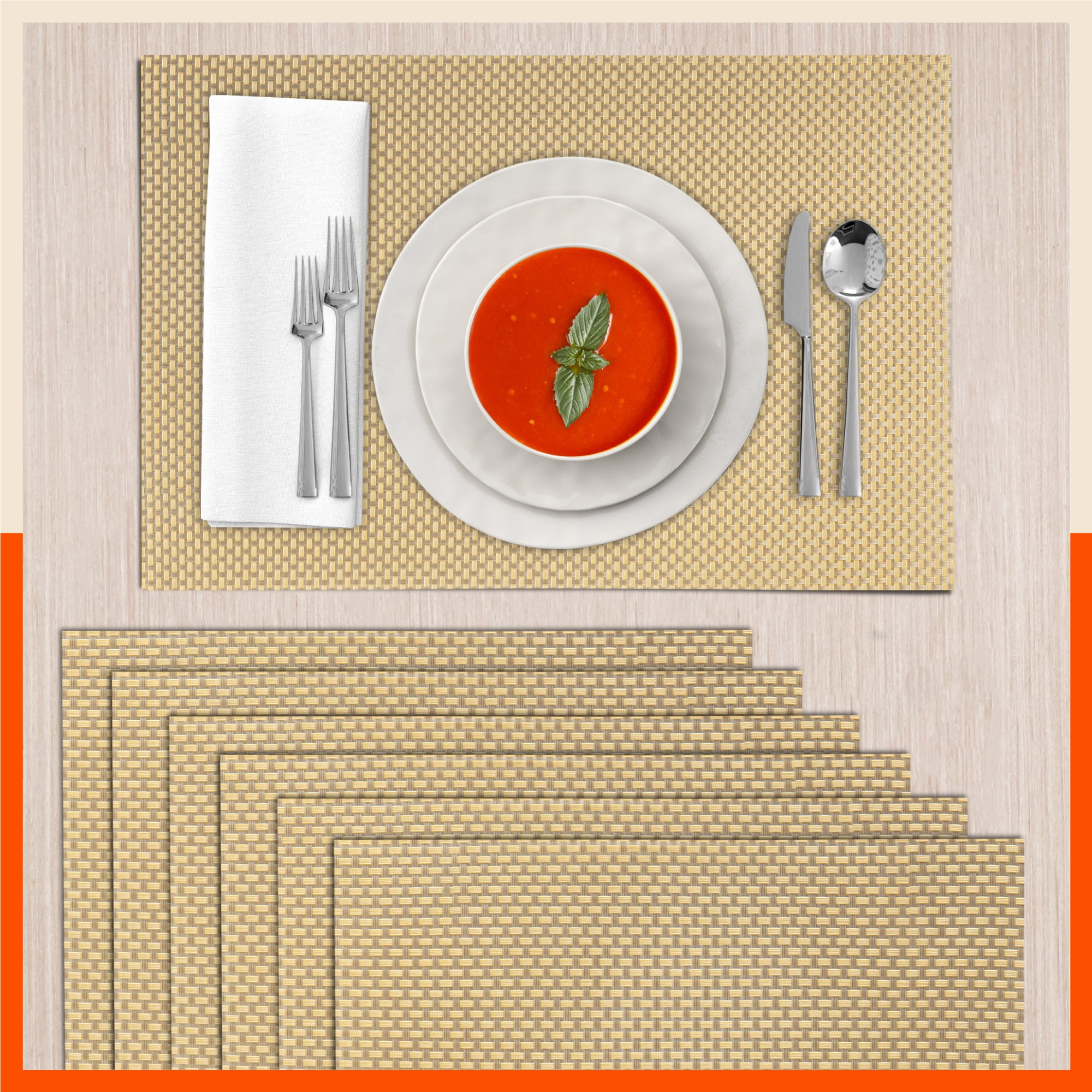 Woven PVC Table Mats / Placemats for Dining Table at Home (ALMA Set of ...