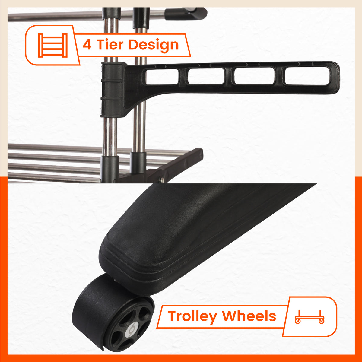 Bathla Mobidry Terra 4 Level Stainless Steel Modular Cloth Drying Stan ...