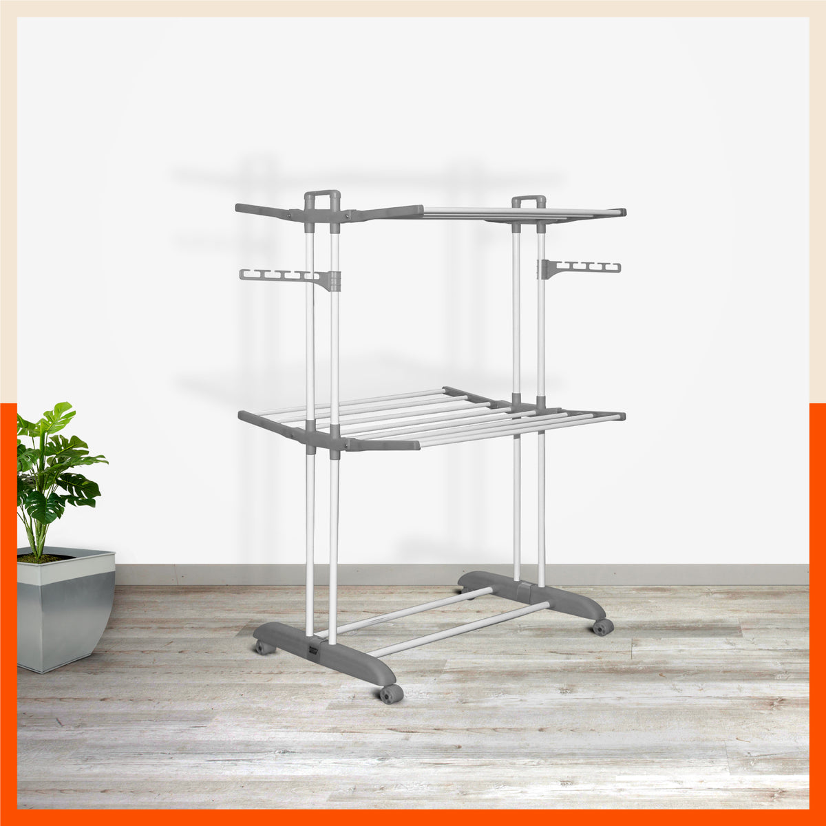 Mobidry Terra 2 Level Steel Modular Cloth Drying Stand (Grey - Medium ...