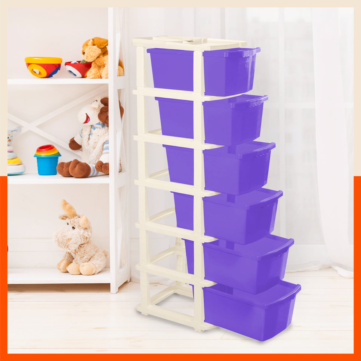 Stomo 6 Multi-Purpose Storage Organizer for Home and Office (Purple ...