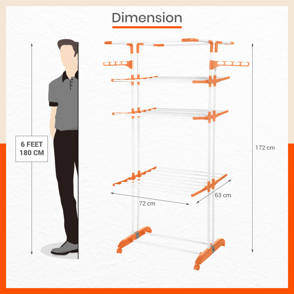 Bathla Mobidry Terra 4 Level Steel Modular Cloth Drying Stand For Home ...