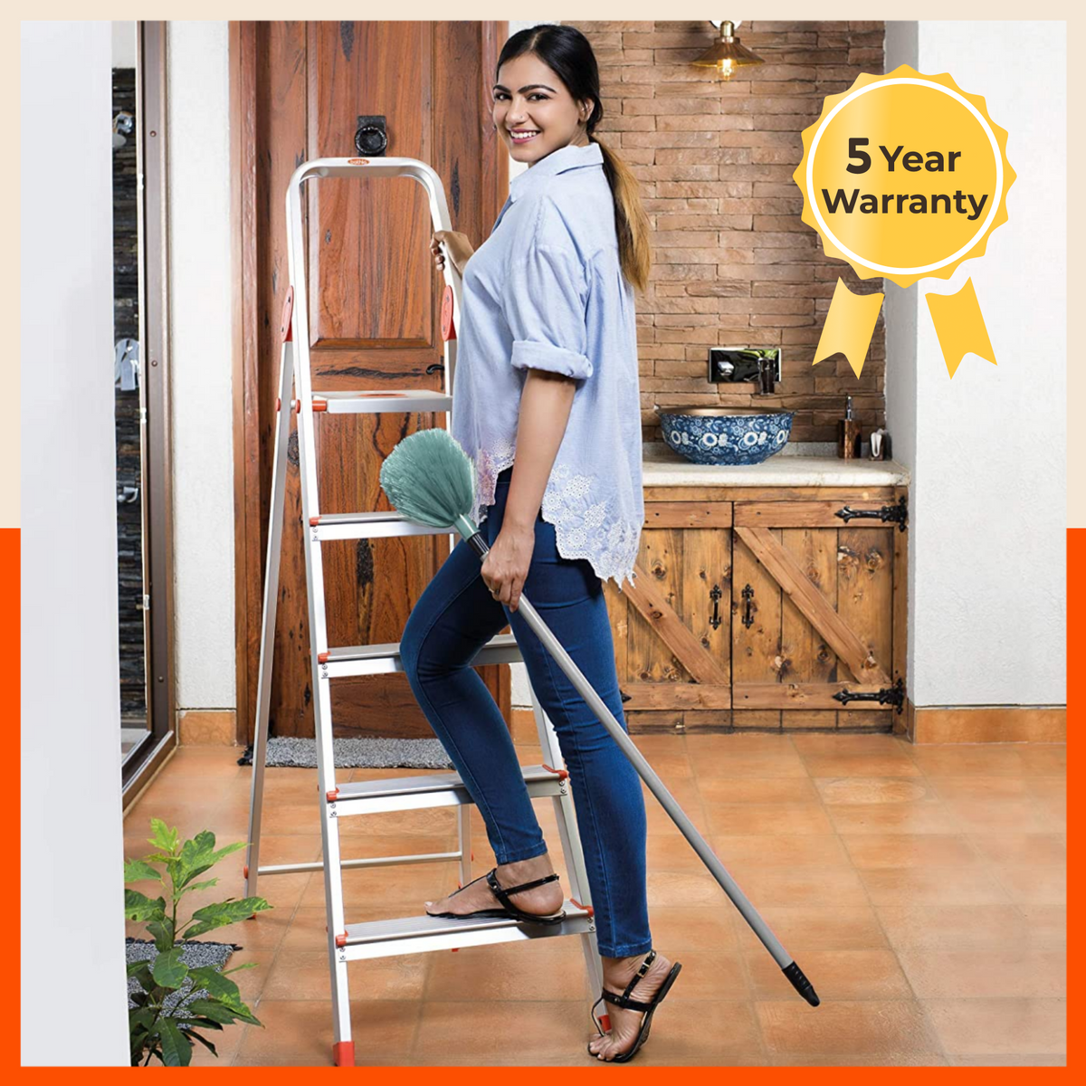 Advance 5-Step Foldable Aluminium Ladder – Bathla Home