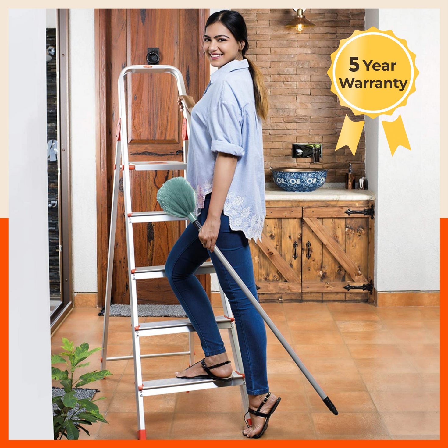 Advance 5-Step Foldable Aluminium Ladder – Bathla Home